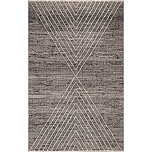 nuLOOM Mikaela Hand Woven Jute Cotton and Wool Geometric Flatweave Area Rug, 8' x 10', Grey