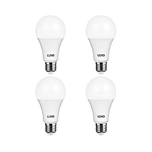 LUNO A21 Dimmable LED Bulb, 15W (100W Equivalent), 1600 Lumens, 5000K (Daylight), Medium Base (E26), UL & Energy Star (4-Pack)