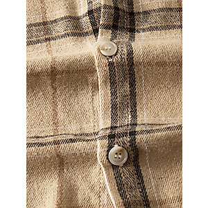 Floerns Men's Plaid Flannel Shirts Long Sleeve Regular Fit Button Down Causal Shirts Khaki L