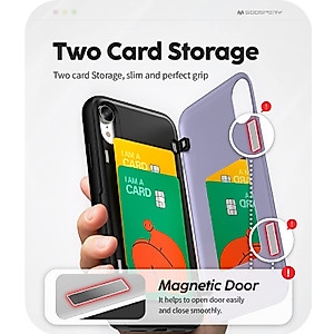 GOOSPERY iPhone XR Wallet Case with Card Holder, Protective Dual Layer Bumper Phone Case - Lilac Purple