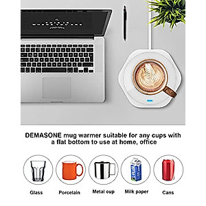 Demasone Coffee Warmer, Coffee Mug Warmer with Smart Sensor Switch, Coffee Cup Warmer for Desk，Thermostatic Electric Mug Warmer for Heating Coffee, Beverage, Milk, Tea, White