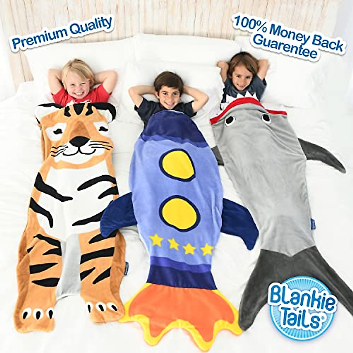 Blankie Tails Wearable Tiger Blanket for Kids - Double Sided, Soft, Fleece Animal Blanket - Use for Sleepover, Bedding, Bed, Costume, Pajamas, Sleeping Bag - Toys Tiger Gifts for Girls and Boys