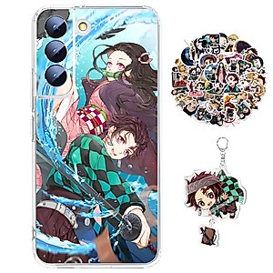 Samsung Galaxy Note 20 Ultra Case Demon -Slayer Anime Design [with Vision Keychain and 50pcs Stickers] Cartoon Transparent Soft Silicona Case for Samsung Galaxy Note 20 Ultra