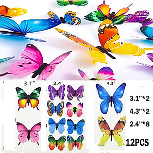 3D Butterfly Stickers, Glow in The Dark Butterfly Decals for Ceiling or Wall Decor, Adhesive 12pcs Butterflies for Kids Bedroom Nursery Living Room, Create a Realistic Butterflyry Home