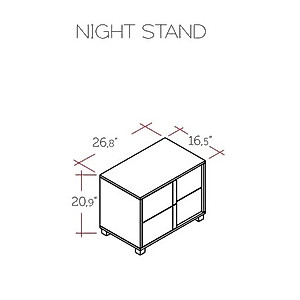 KANSOLE Roma Glossy Right Nightstand, White