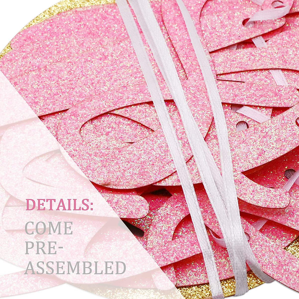 Sprinkled with Love Glitter Banner Baby Shower Sprinkle Party Decoration for Girl Pre-Strung Sign Gold (Pink)