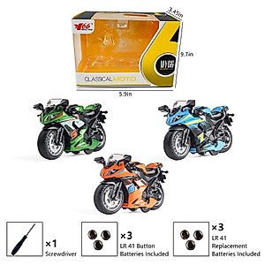 MING YING 66 Toy Motorcycle - Pull Back Toy Car with Sound and Light Toy,Toy Motorcycles for Boys,Toys for 3-9 Year Old Boys (Orange)