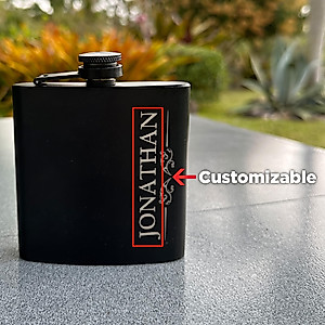 Klin Living Personalized Custom Flask for Men, Groomsmen Flask, Engraved for Men, Women, Groom, Personalized Groomsmen Gifts, 6 oz with Mini Funnel (1)