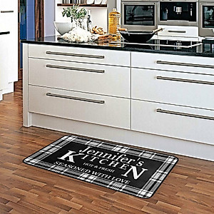 White Buffalo Plaid Custom Kitchen Rugs Non Slip Kitchen Floor Mats Cushioned Personalized Kitchen Mats and Rugs Anti Fatigue Mats for Bathroom Laundry Room Standing Home - 39x20 IN Seasoned Love