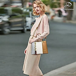 DIRRONA Elegant Women Handbag Fashion Womens Shoulder Bag Colorful Stripes Casual Crossbody Bag Suited Work Travel Daily Top Tote Bag Tassel Pendant Brown