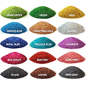 Holographic Fine Glitter, LEOBRO 15 Colors Extra Fine Resin Glitter Powder, Craft Glitter for Resin Jewelry Art Crafts Making, Cosmetic Glitter for Nail Body Face Hair, with 10 PCS Stir Spoons