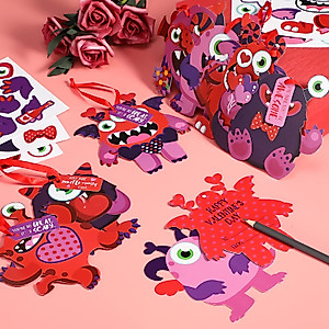 40 Sets Valentine's Day Crafts Kits for Kids, Valentine's Day DIY Monster Cards for Kids, Valentines Paper Craft Hanging Ornament, Valentines Entertainment Activities for Boys Girls School Class Home