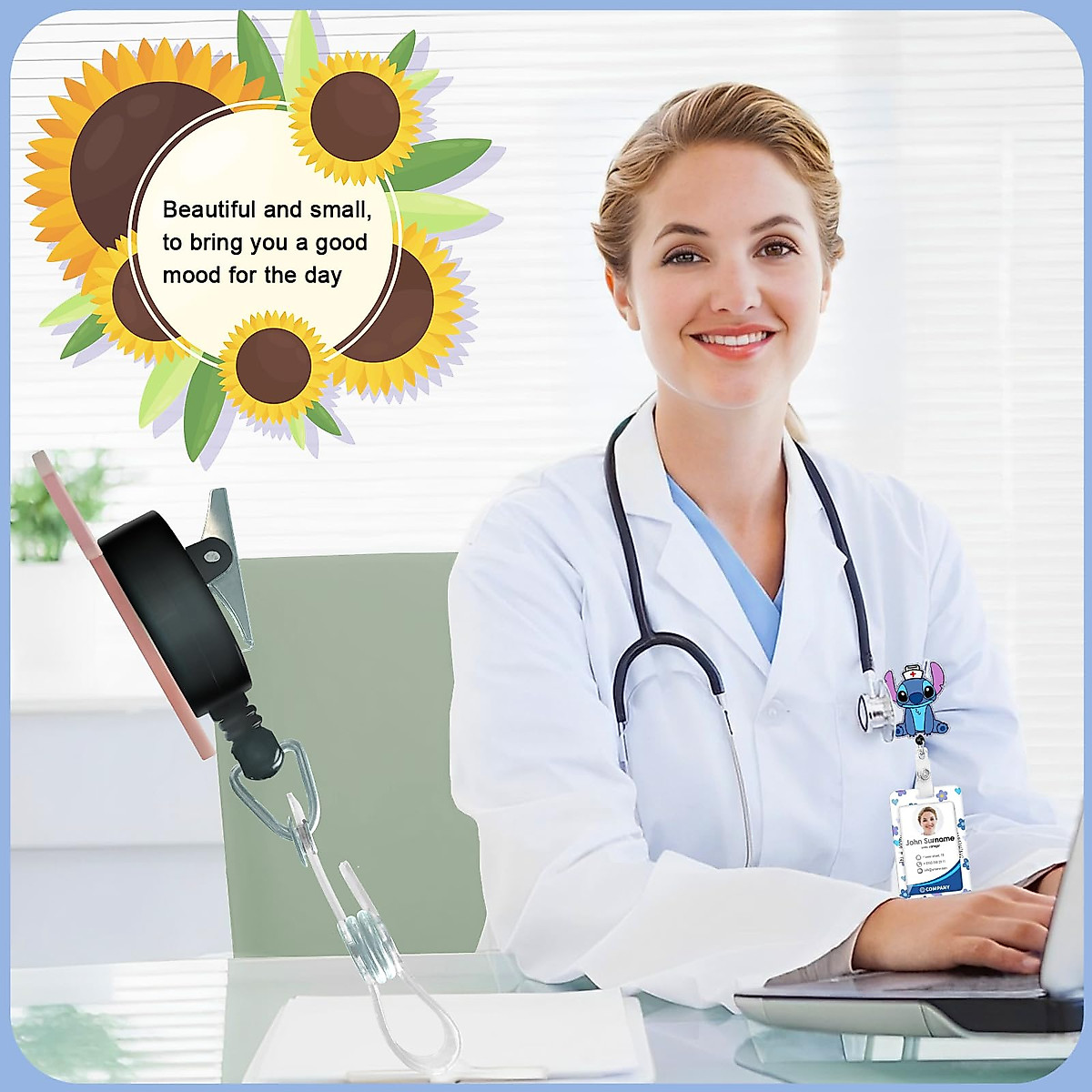 Badge Reel-Badge Reels Retractable/Retractable Badge Holders with ID Card Holder,Nurse Badge Reel for Nurse RN LVN,Cute Badge Reel Fit for Teacher Working Women Men (Blue-1)