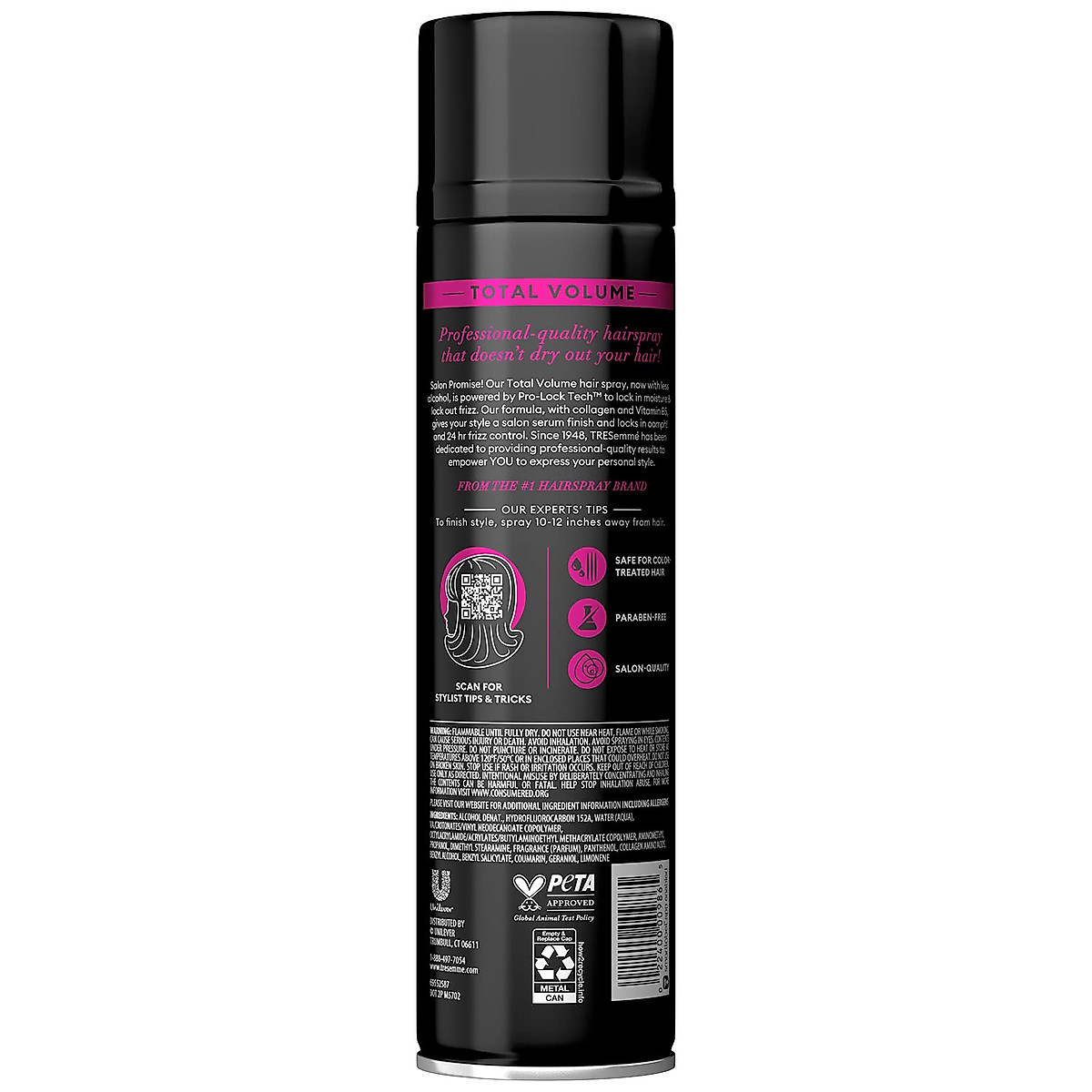 TRESemmé Total Volume Hair Spray, Lightweight with Collagen & Vitamin B5, Hold without Stiffness, Frizz Control, 2 pk – 11 Fl Oz Ea