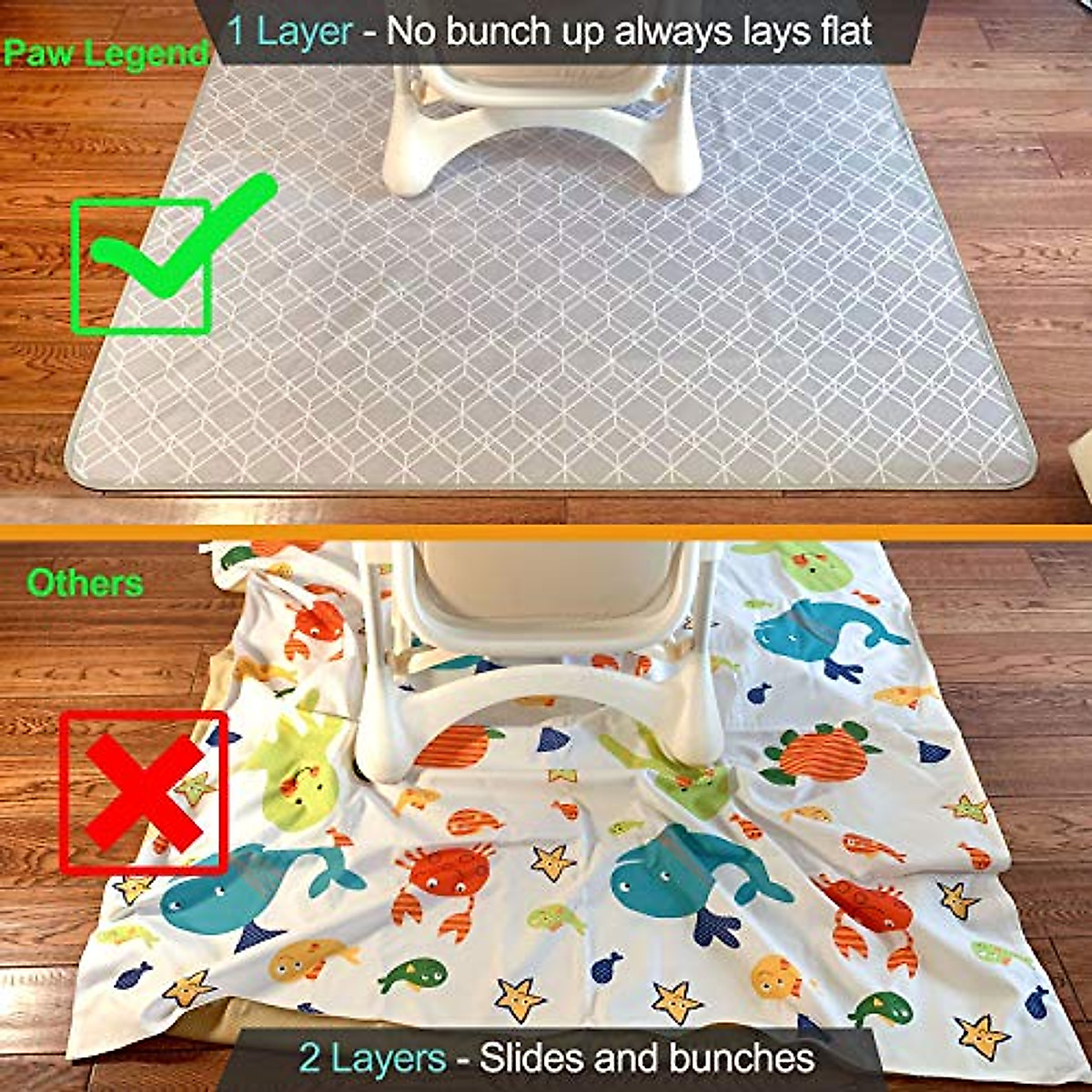 Paw Legend Washable Highchair Splat Floor Mat- Anti-Slip Silicone Spot Splash Mess Mat(53'' X 53'')-Food Catcher Art Craft Leak Proof Mat,Diamond