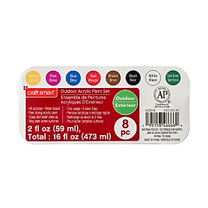 Craft Smart 8 Assorted Outdoor Acrylic Paint Set Non-Toxic Paint For Drawing, Painting, Art & Crafts Supplies - 1 Pack