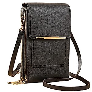 Fashion Anti-theft Leather Bag for Women Girls, Mother's Day Birthday Gift Crossbody RFID Blocking Bag Phone Purse (Black)