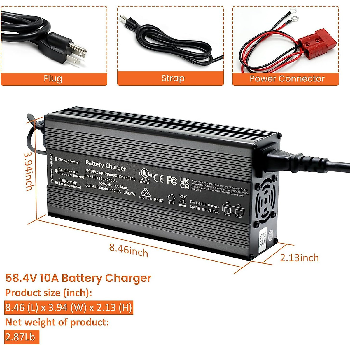 CHINS 4 Pack 12V 100AH LiFePO4 Battery 48V 100AH Lithium Battery, Includes 48V 10A Lithium Battery Charger, Perfect for Golf Cart, Trolling Motor, Marine, Includes Low-Temperature Cut-Off Function