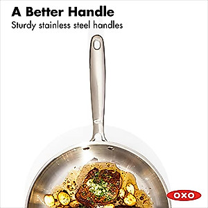 OXO Good Grips Pro Tri Ply Stainless Steel Dishwasher Safe Nonstick Frying Pan, 8"