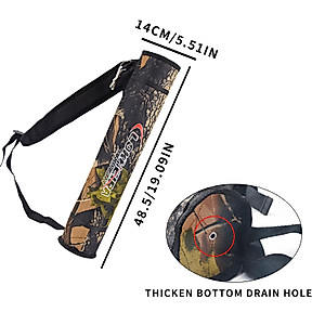 Arrow Quiver, Archery Lightweight Back Arrow Quiver Dual Use Foldable Compact Hip Arrows Bag for Recurve Bow Compound Target Practice Nylon Arrow Bag（Camo）