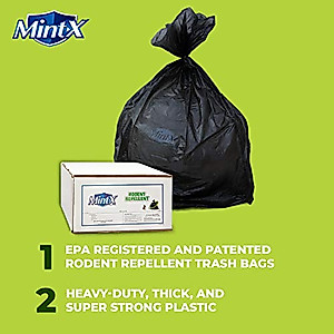 Mint-X - MX4048HD B16 Rodent Repellent Trash Bag, 0.630 Mil, Hi-Density, Star Seal, 48" Height x 40" Length, 45 Gallon, Black (Pack of 250)
