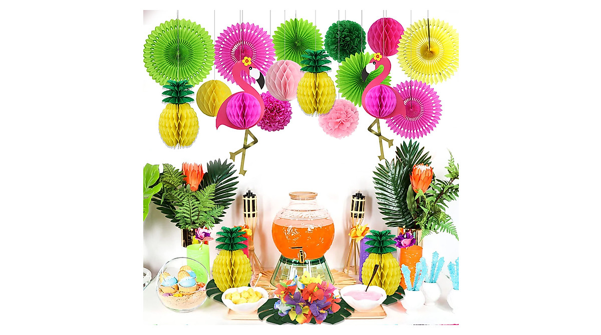 Flamingo Party Supplies, Luau Party Decorations Topical Flamingo and ...
