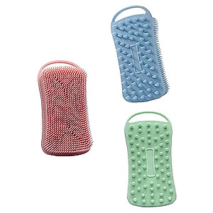 FRCOLOR 3pcs Shampoo Bath Brush Bath exfoliating Brush Bath Body Brush Bath Scrubber Silicone Shower Brush Dual-Sided Bath Body Cleaning Brush Bath Cleaning Brushes Silicone Cleaning Brush