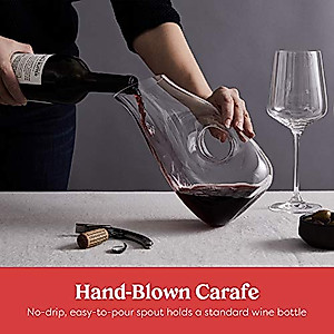 Red Wine Decanter - Glass Vase Red Wine Aerator - Gift Accessories - Clear Carafe with Cleaning Beads - Holds 750mL bottle