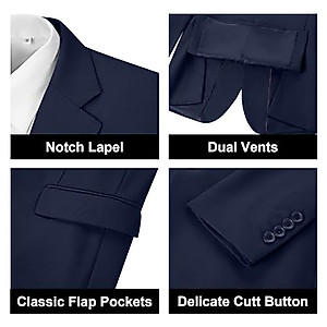 Navy Blue Suit Blazer for Men Slim Fit Bussiness Wedding Prom Party Dinner Suit Jacket Lightweight Casual Sport Coat Jacket L