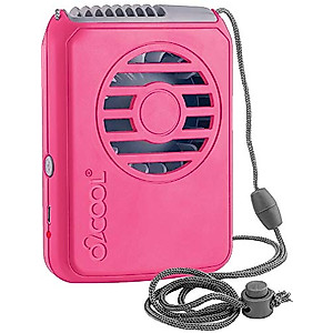 O2COOL Personal Travel Rechargeable Battery Powered Neck Cooling Fan, 2-Pack (Pink/Gray)