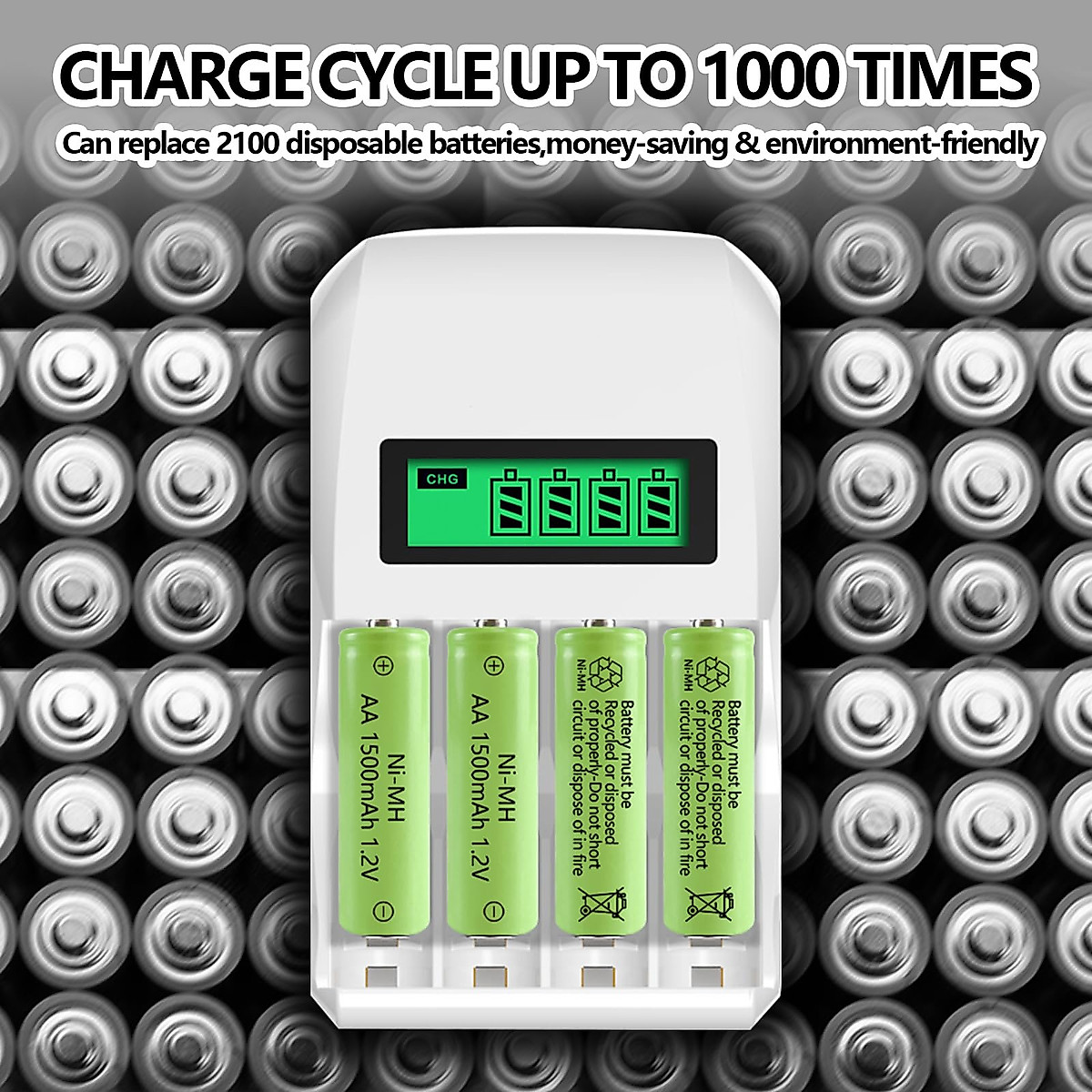 GENYESTAR Rechargeable AA Batteries, AA NIMH 1.2V 1500mAh Double A Rechargeable Battery Pre-Charged Solar Batteries Low Self Discharge for Solar Light Household Devices, 16 Pack