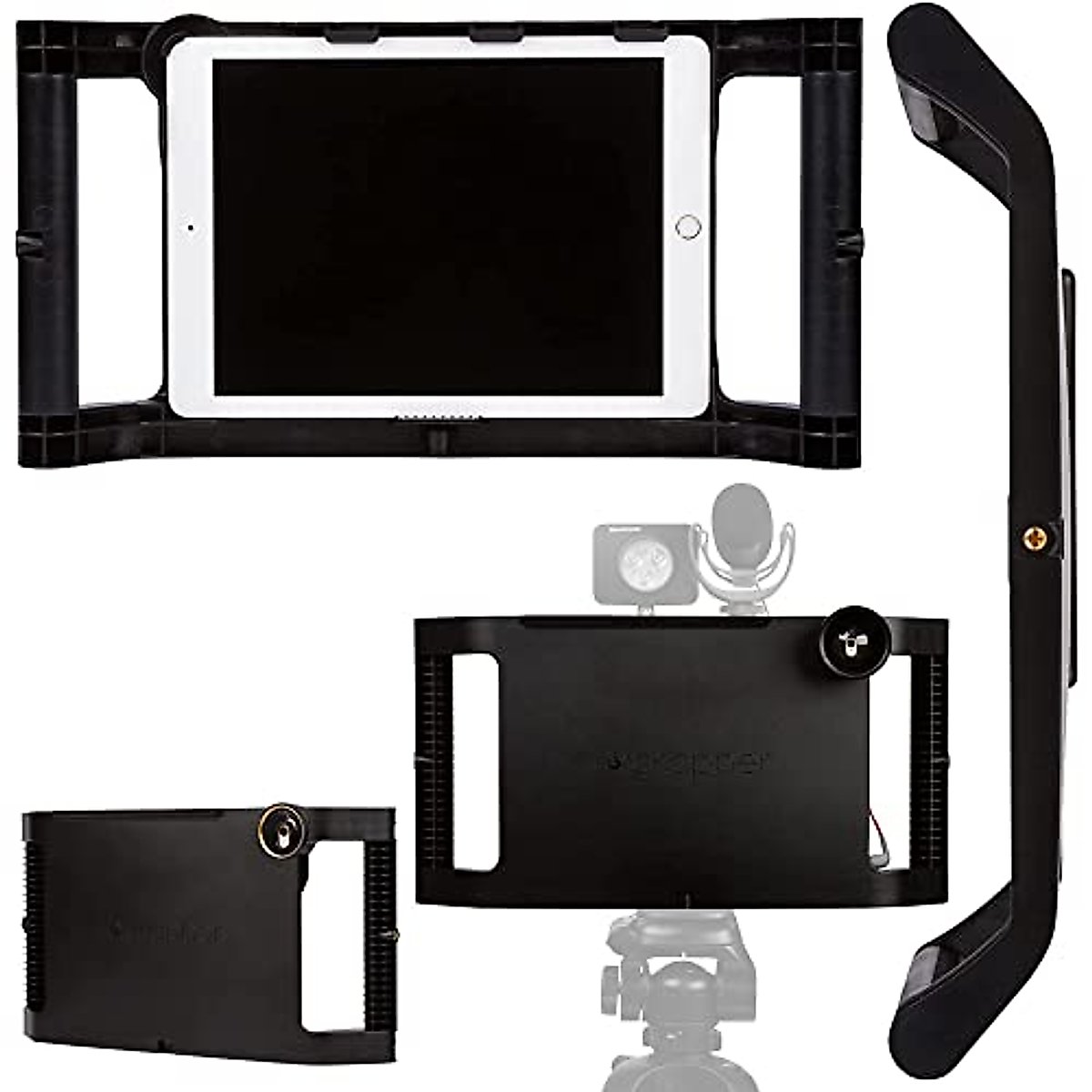 iOgrapher iPad Case with Handles for Tripod and Lens Adapter - iPad Stabilizer for Mini 4th, 5th, and 6th Gen - Tablet Case for Recording and Photos - iPad Holder for Tripod (Black)