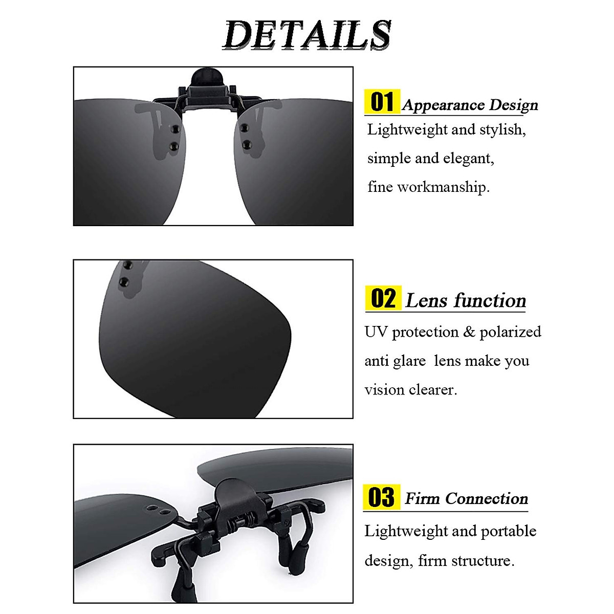 FF FRAZALA Polarized Clip-on Sunglasses 3 PACK Anti-Glare UV Protection Flip-up Sunglasses Over Prescription Glasses (green&black&blue)