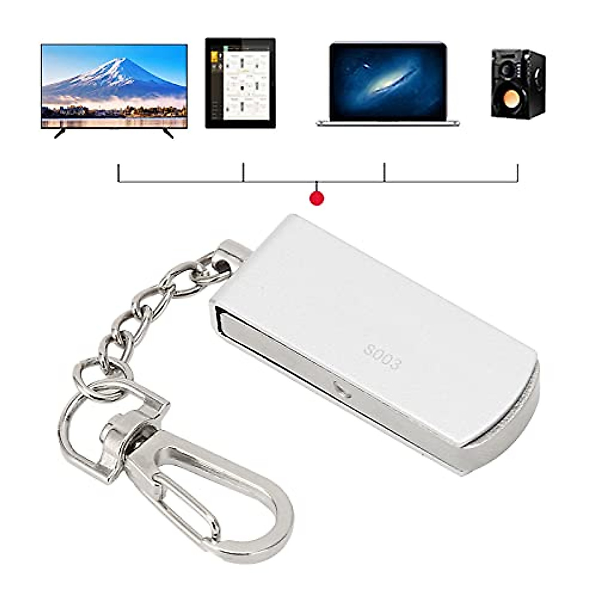 Flash Drive, Zinc Alloy Thumb Stick 360° Rotable Flashdisk with Keychain Compatible with Windows iOS Adriod Laptop Desktop Smartphone (8GB)