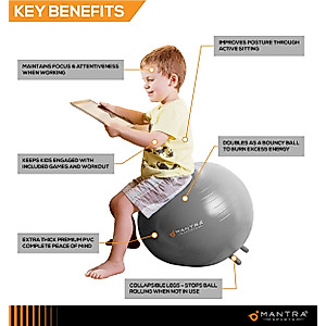 Flexible Seating for Classroom Elementary & Middle School, Wobble Stools for Classroom Seating, Kids Sensory Chair for Autistic Children, ADHD Chairs for Kids, Kids Yoga Ball Chair with Fidget Band