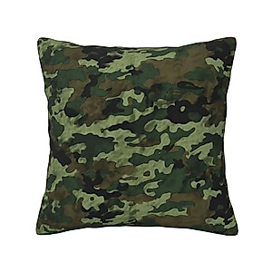 AdaNti Green Military Camo Print Throw Pillow Cover Square Soft Cushion Cover Throw Pillow Case for Home Decor Living Room Bed Couch Car 12"x12"