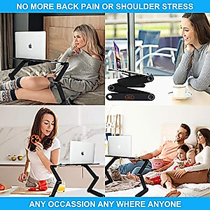 Desk York Flexible Laptop Stand for Couch/Recliner/Sofa - Computer Table, Laptop Holder for Bed - Cool Desk for Office & Home - Bday Gifts for Man, Women, Mom, Dad, Student, Friend-Aluminum-Black