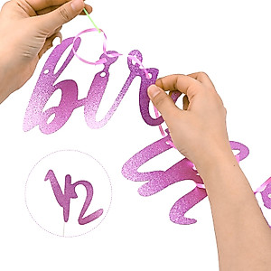 Happy 1/2 Birthday Banner Glitter Half Birthday 6 Months Happy Birthday Banner Happy Birthday Bunting Banner Birthday Party Decorations for Half Year Baby Shower, Pink