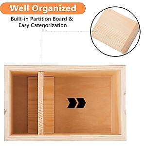 GMFINE Wooden Tampon Holder for Bathroom with Vanity Tray Lid, Feminine Product Organizer Shark Week Tampon Storage Box Container, Pad and Tampon Bathroom Organizer, 8" L x 5" W x 6.5" H (Shark Week)