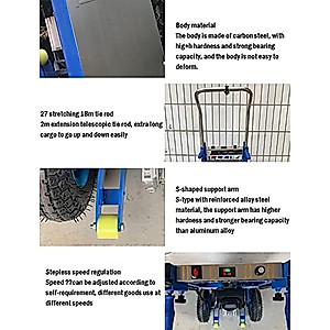 WTHOME Hand Truck Stair Climber Electric, 200 kg Capacity - Sack Rodel Labor-Saving Hand Truck, with Maintenance-Free Brushless Motor, Removable Battery, S-Shaped Support Arm