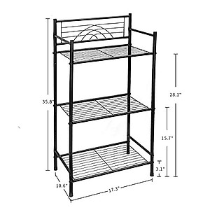 L&H UNICO 3-Tier Free Standing Wire Rack Durable Metal Shelving Storage Unit for Bathroom Laundry Kitchen Office, Black