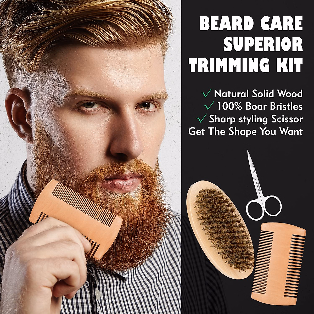Bath Gift Set 14Pcs Beard Grooming, Bath & Body Spa Kit w/Beard Oil, Beard Balm, Beard Brush, Beard Comb, Beard Scissors, Storage Bag, Beard Growth Care for Men, Dad, Husband