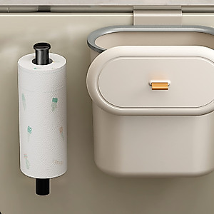 Tujjhoum Paper Towel Holder, Under Cabinet Paper Roll Holder Big Roll, Wall Mounted Matt Black Paper Holder for Kitchen, Bathroom, RV, Self-Adhesive and Drilling Optional