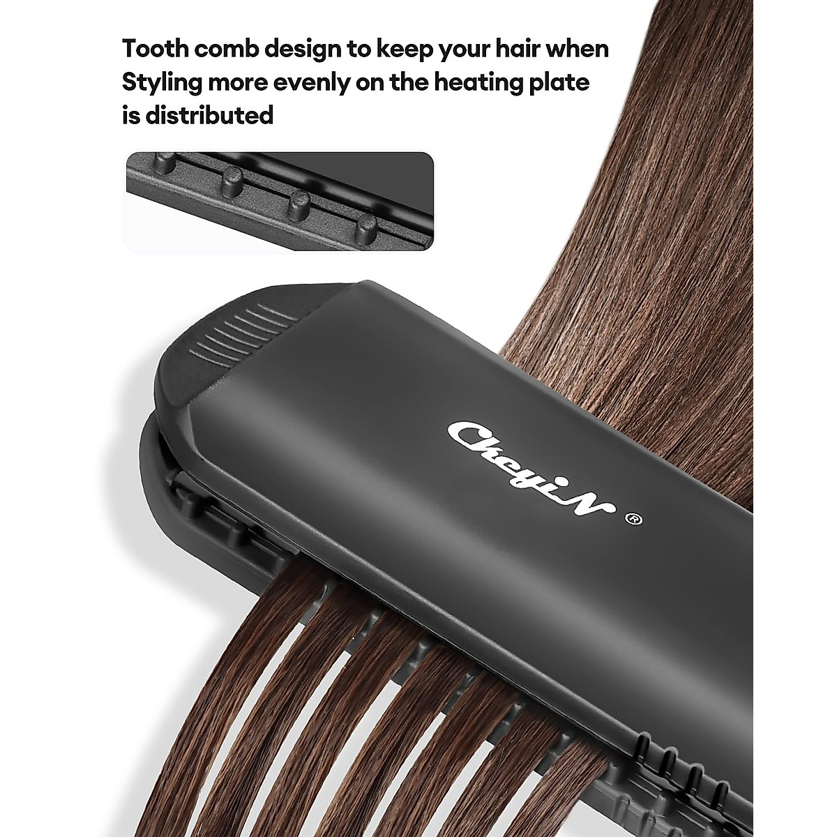 Hair Crimper, Crimping Irons Hair Straightener Flat Iron with 4 Interchangeable Tourmaline Ceramic Plate Adjustable Temperature for All Hair Type