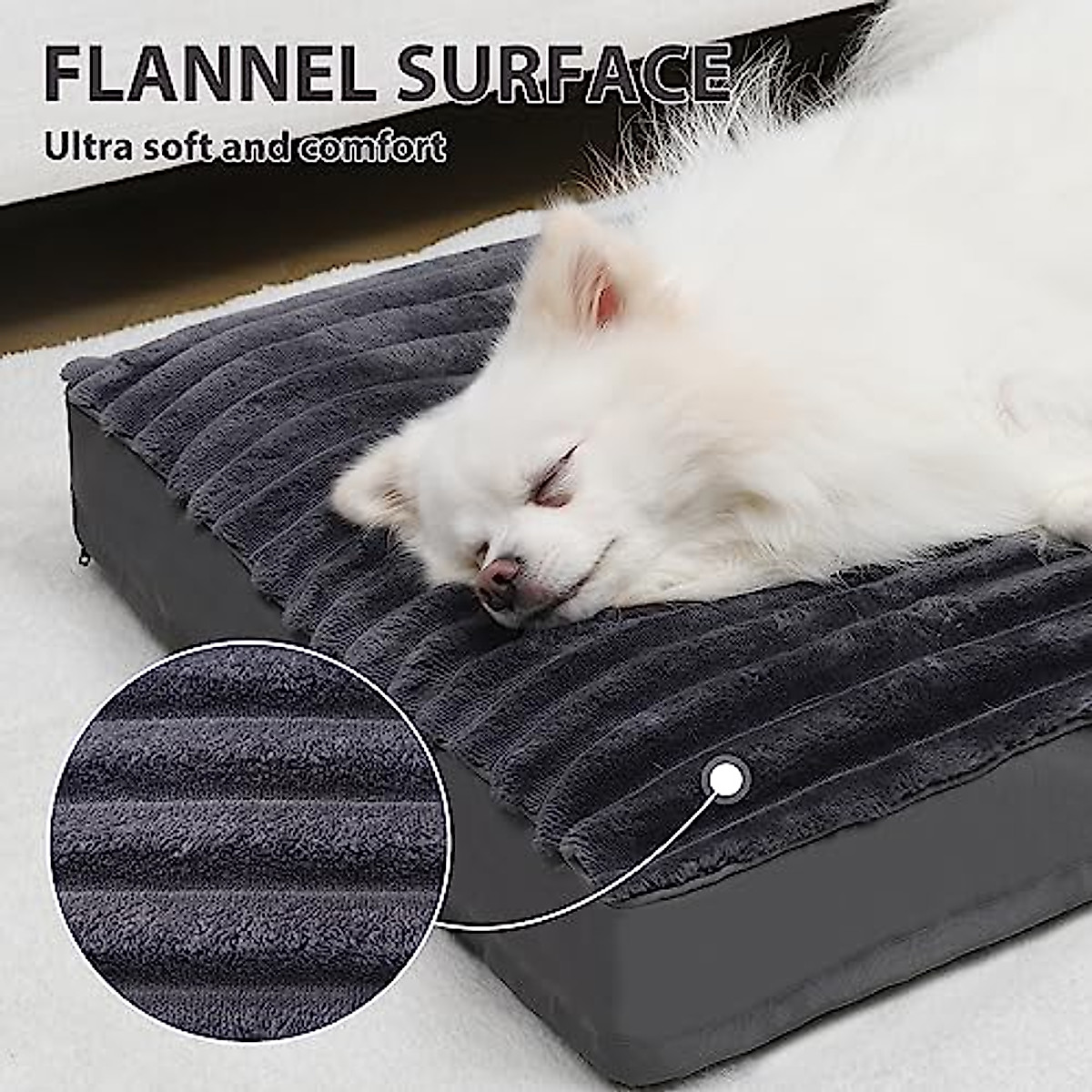 Vonabem Small Dog Bed Washable with Removable Cover Waterproof, Dog Crate Beds for Small Dogs Cats, Soft Flannel Anti-Slip Pet Beds Kennel Pad 24 inch