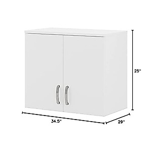 Bush Business Furniture Universal Storage Garage Wall Cabinet with Doors and Shelves, White