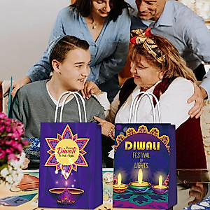 HABDJILTY 20 Pcs Happy Diwali Gift Bags,Festival of Lights Gifts Bags for Birthday Gift Packs Snacks Candy Bags Diwali Party Favor