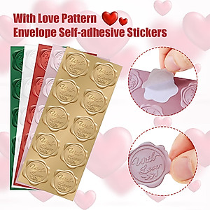 750 Pieces Valentine's Day Stickers with Love Sign 1.18 Inch Embossed Stickers Self Adhesive Labels Wax Seal Stickers for Valentines Wedding Invitation Envelope Cards Party Gifts Decoration
