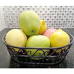 DI Home & Style Metal Oval Bread Fruit Basket Antique Matte Black