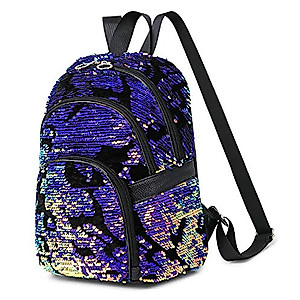Ecodudo Mini Sequin Backpack Purse for Women Teen Girls Small Fashion Sparkly Backpacks (Purple)